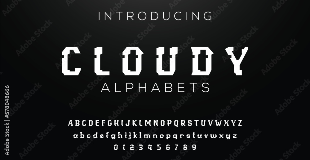 Modern technology typography alphabet fonts with slice and electronic ...