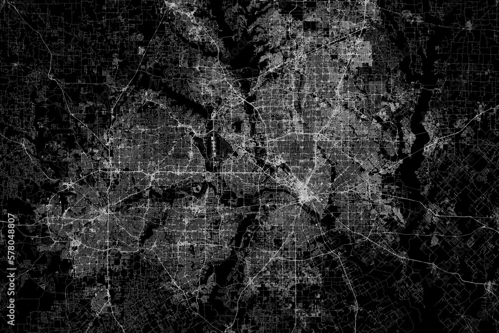 Stylized map of the streets of Dallas and Fort Worth (Texas, USA) made ...