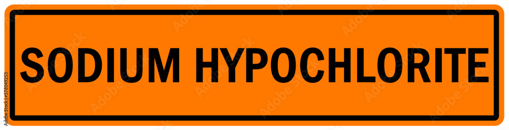 Sodium hypochlorite (bleach) chemical warning sign and labels Stock ...