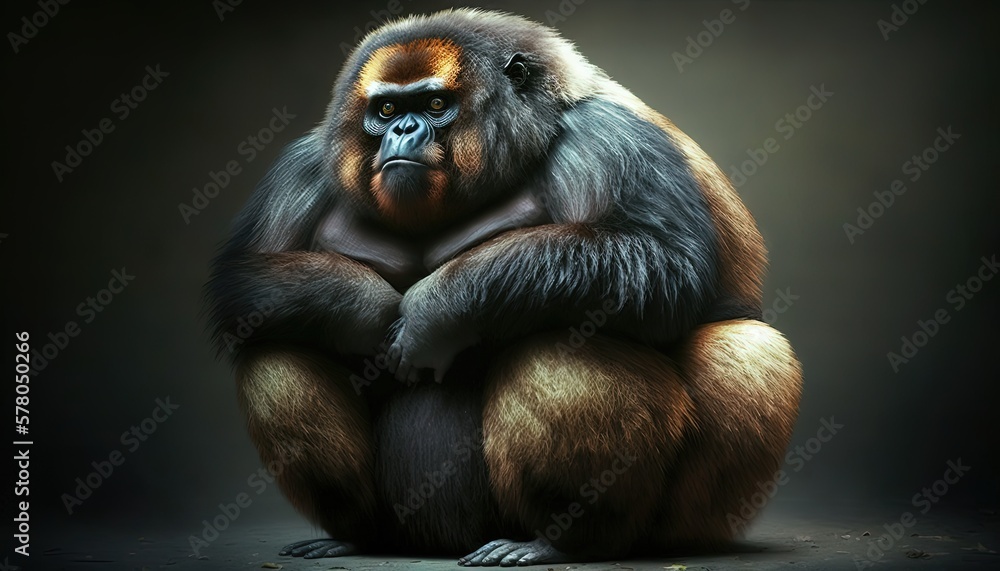 cute character design, fat chubby animal, ape, Generative Ai Stock ...