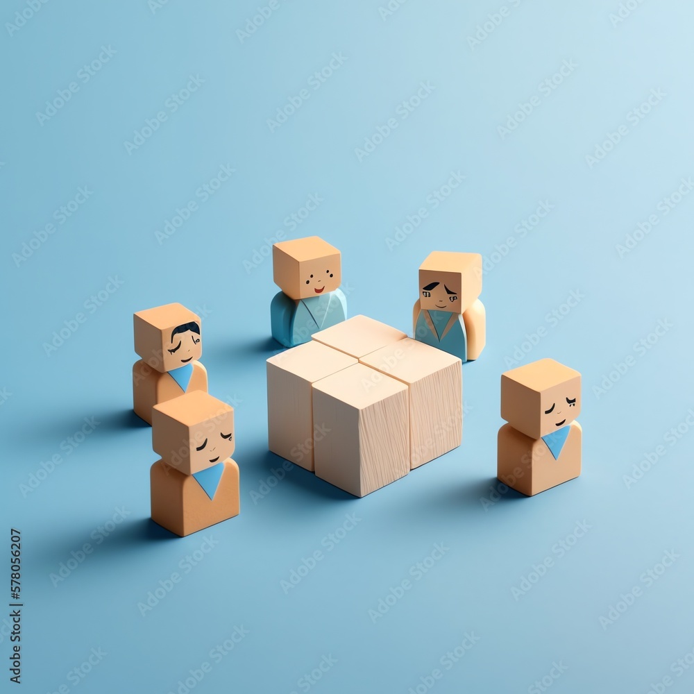 Building a Strong Team with Wooden Blocks and People Icons: Fostering ...