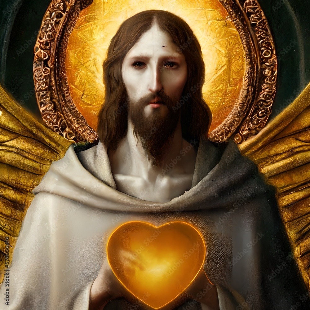 Illustrazione Stock The face of Jesus, a portrait of the wounded and ...