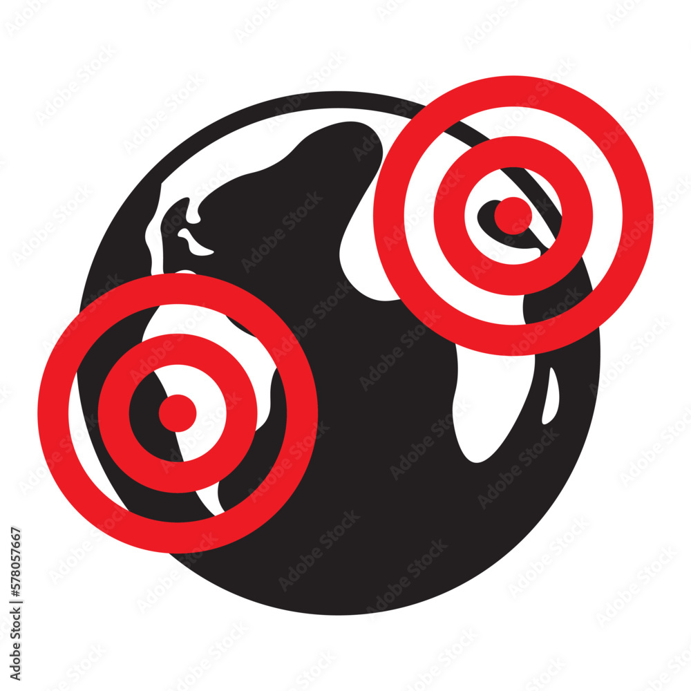 Earthquakes on planet earth icon. Seismic activity, the record of the ...
