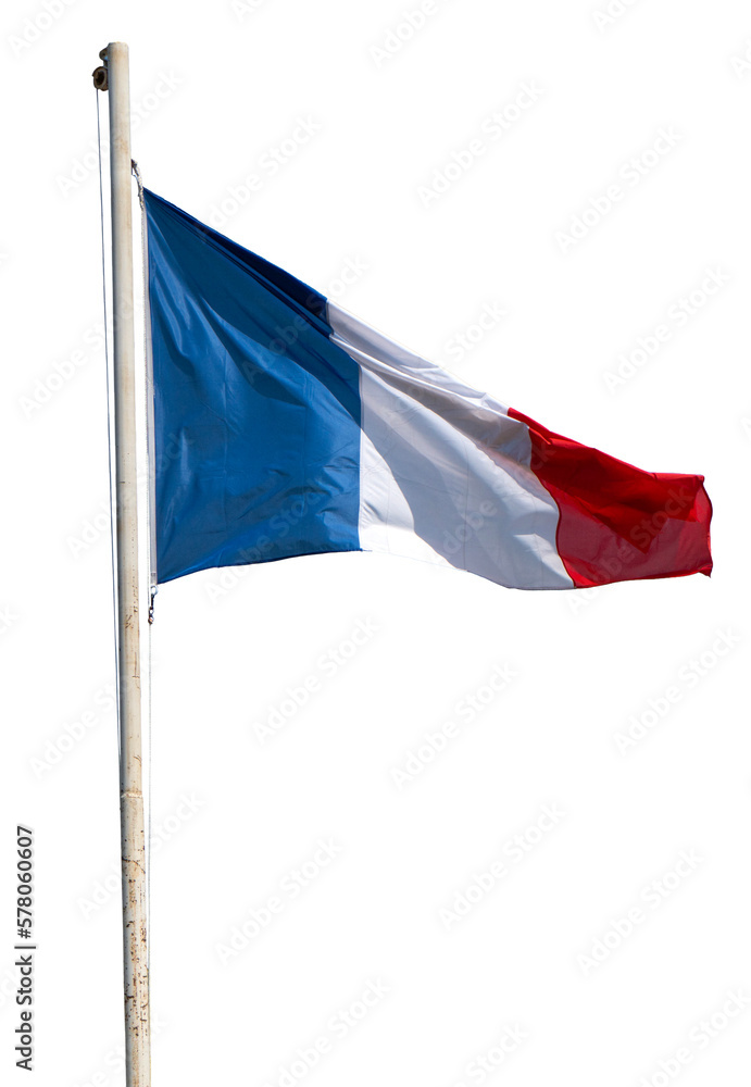 drapeau français flottant dans le vent sur fond transparent Stock Photo ...