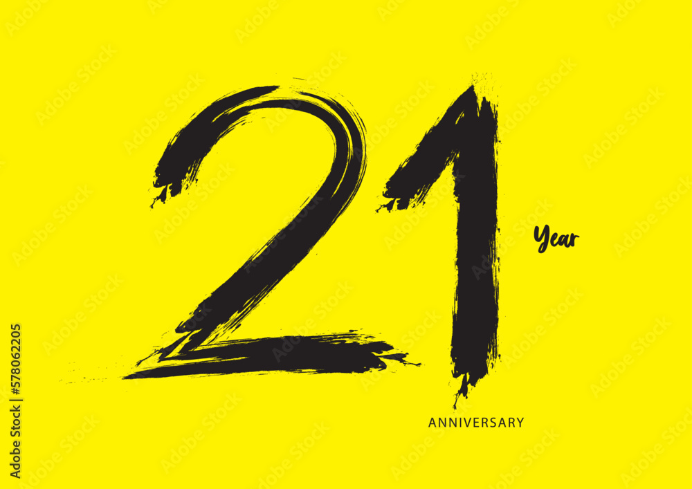 21 year anniversary celebration logotype on yellow background, 21 ...