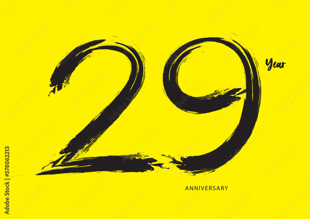 29 year anniversary celebration logotype on yellow background, 29 ...