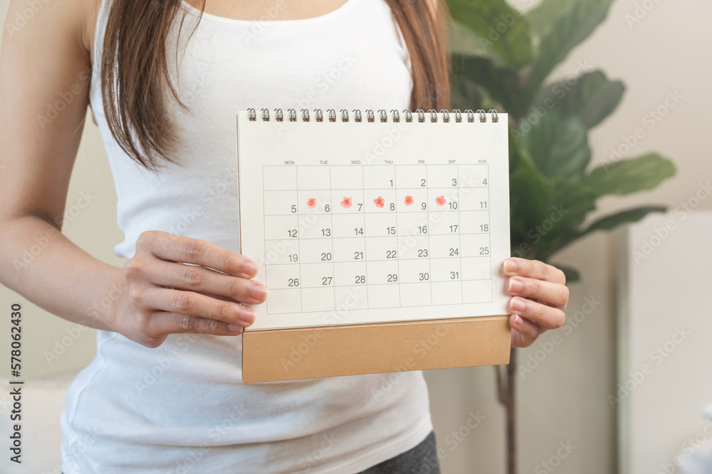 Menstruation, periods cycle day of monthly, hurt asian young woman ...