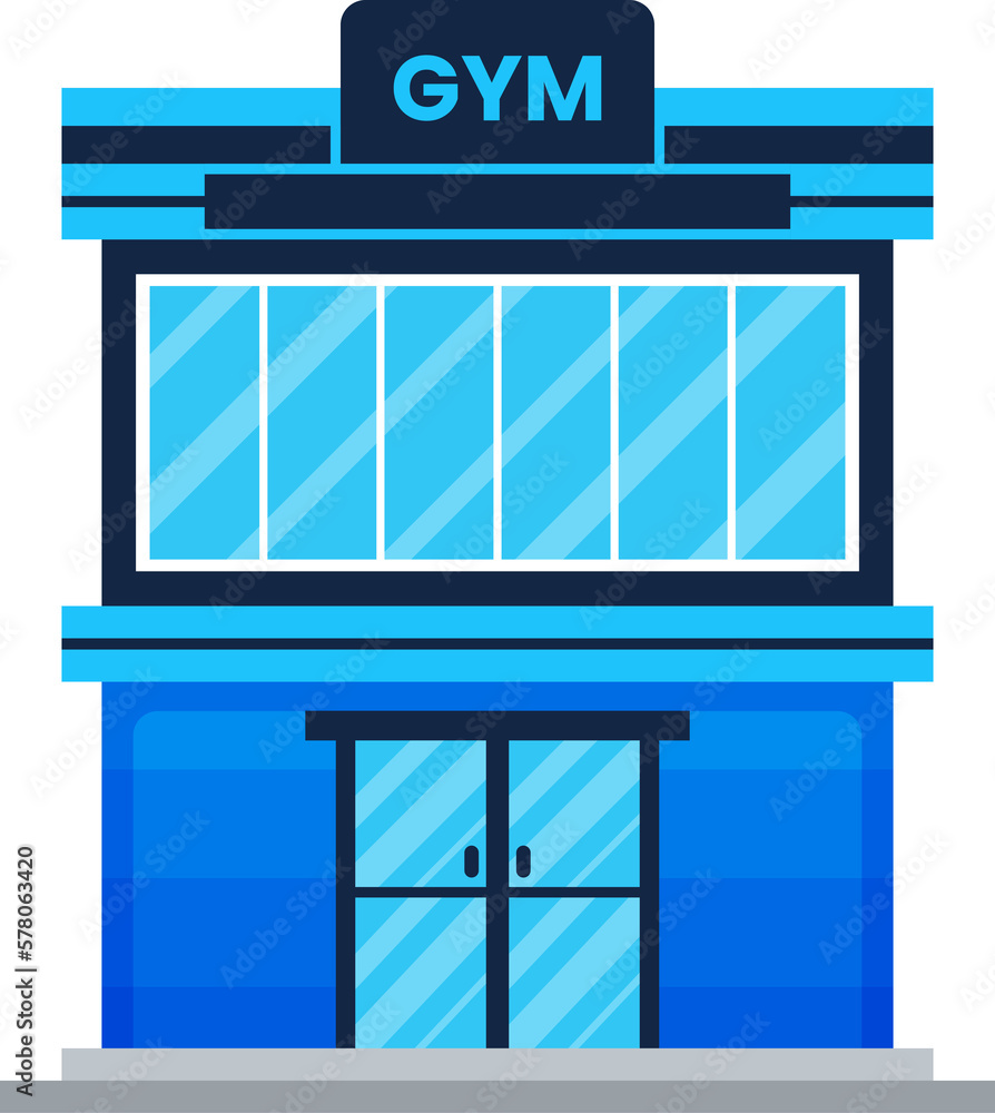 Modern two-storey blue building.Gym or gymnasium, fitness center ...