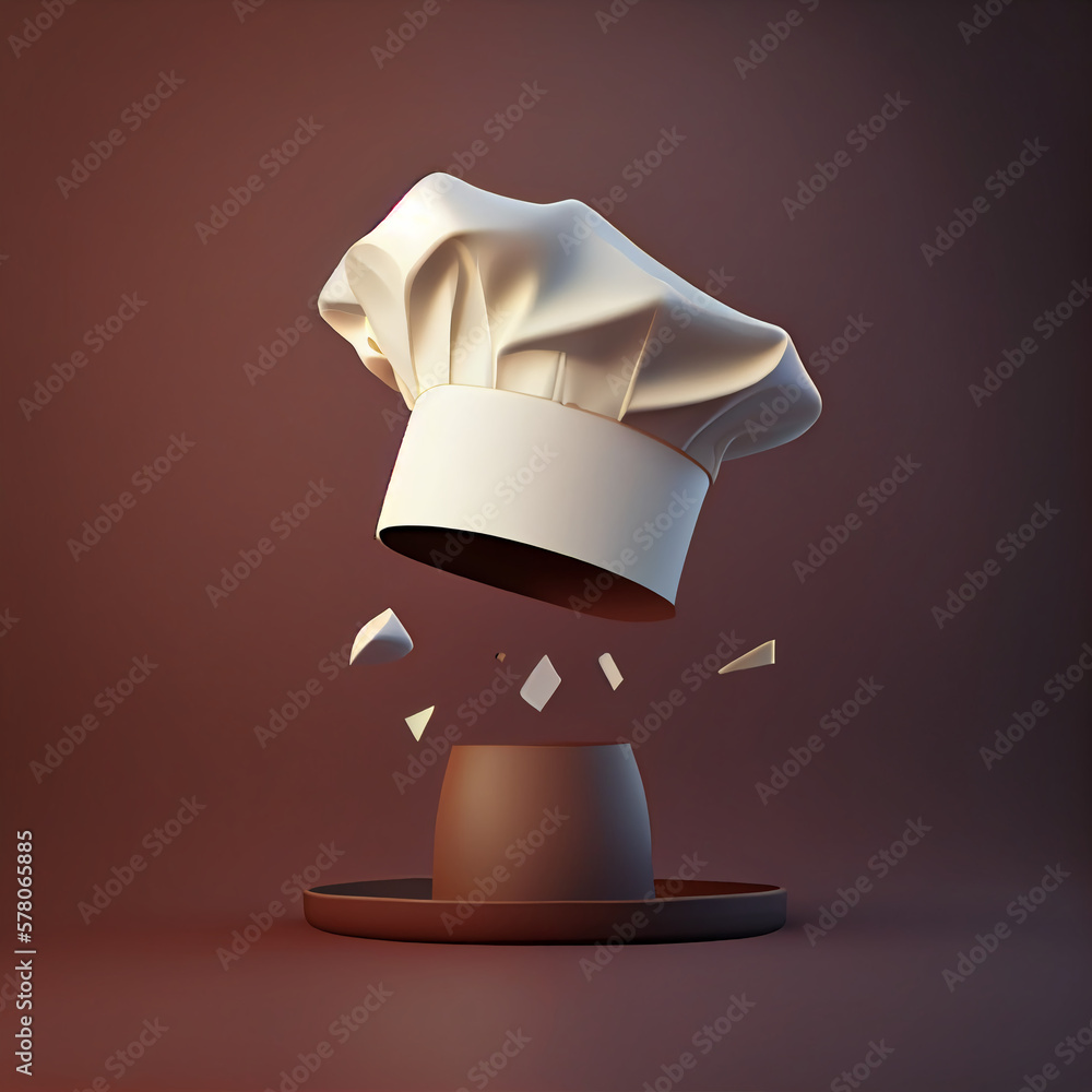 A chef's hat is falling off of a plate, Generative Ai Stock ...