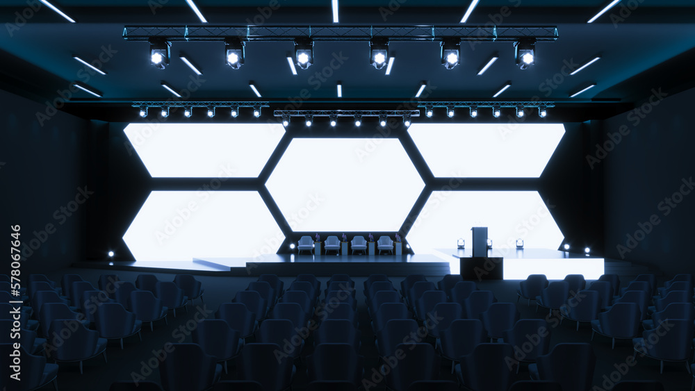 3D render of Empty stage Design for mockup, stage event with led screen ...