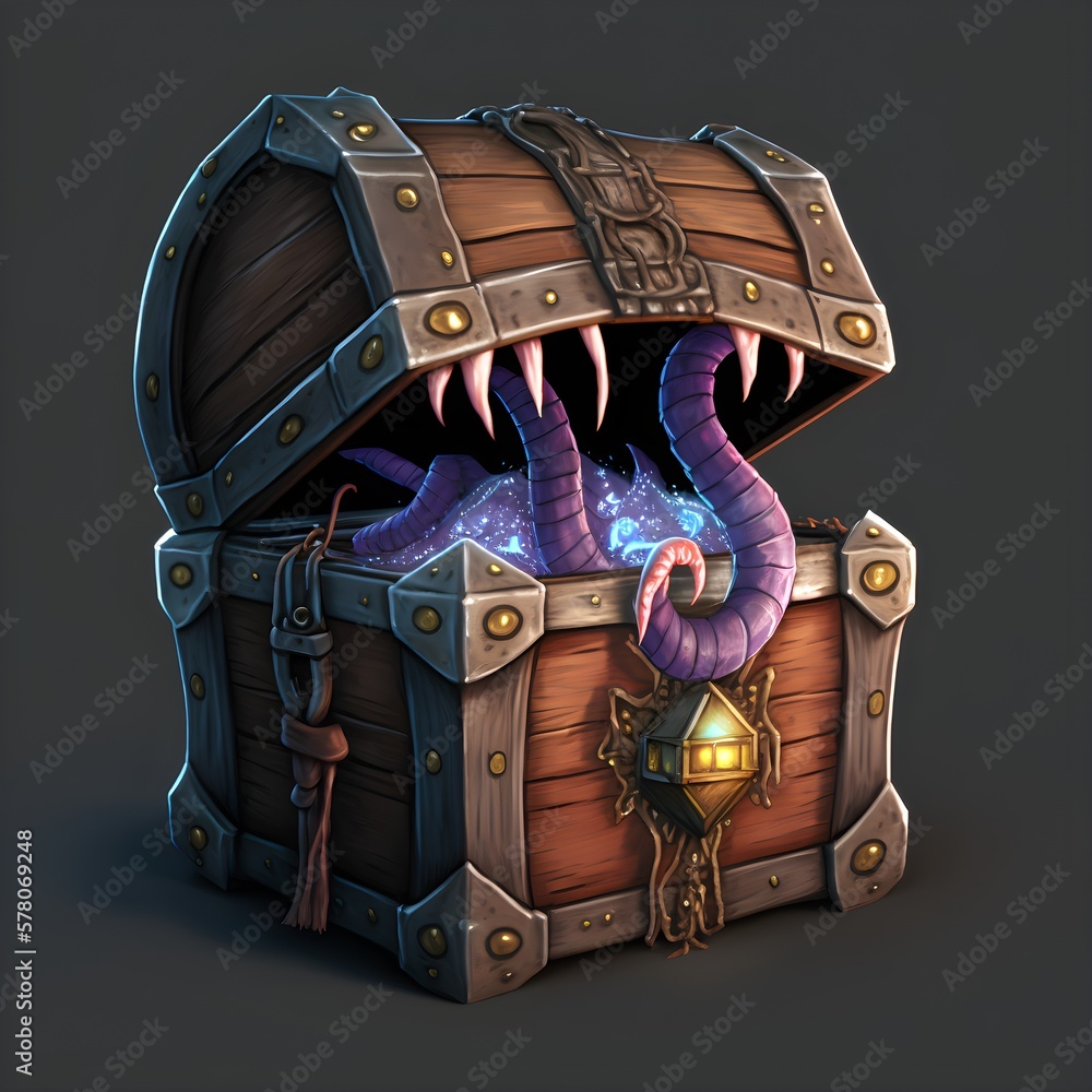 chest mimic fantasy Dramatic lighting dnd 5e octane render ps5 graphics ...