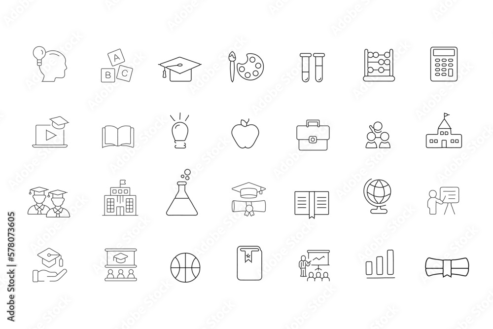 thin line education icon Packs symbol SVG. school book class vector ...