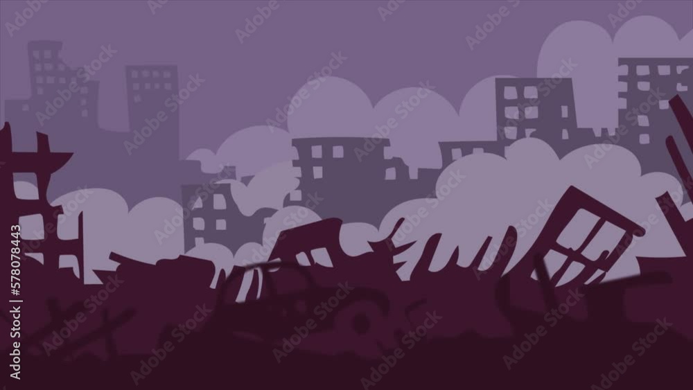 Ruins of a destroyed city. The terrible consequences of war, earthquake ...