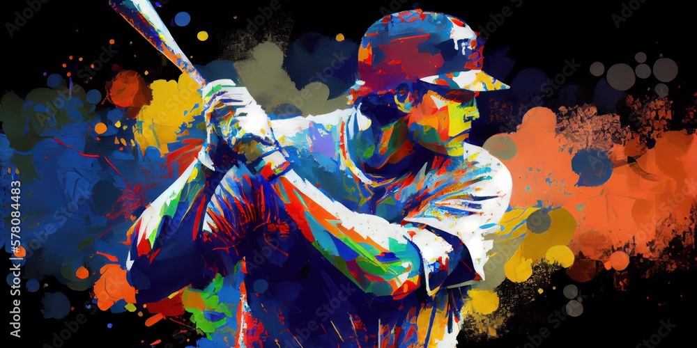 Colorful abstract painting of a professional baseball player ...