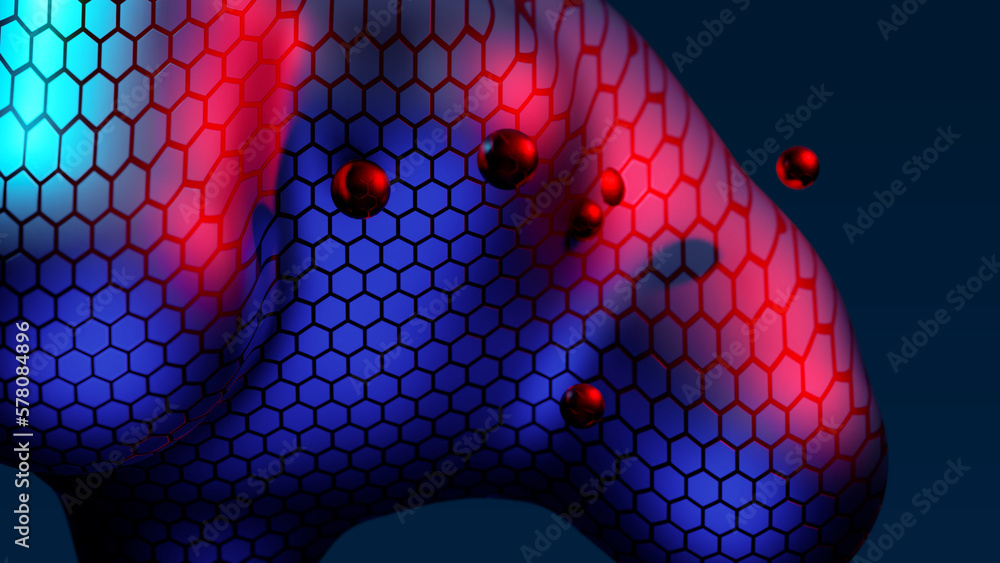 Abstract neon multicolored metaball with scale reptile texture meta ...