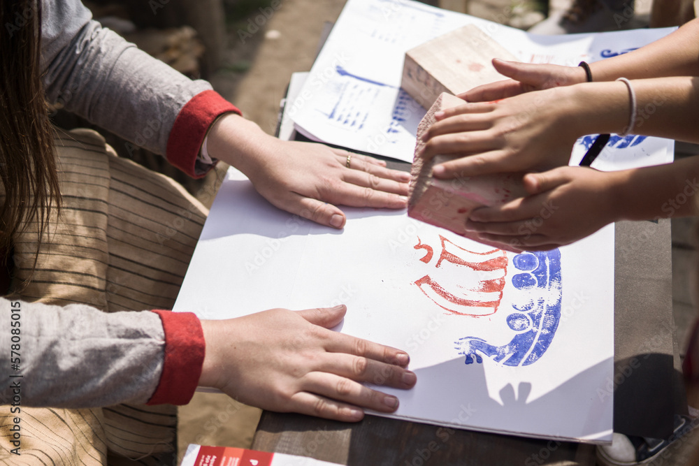 Wooden stamps for decorating fabrics with old motifs. Wooden textile ...