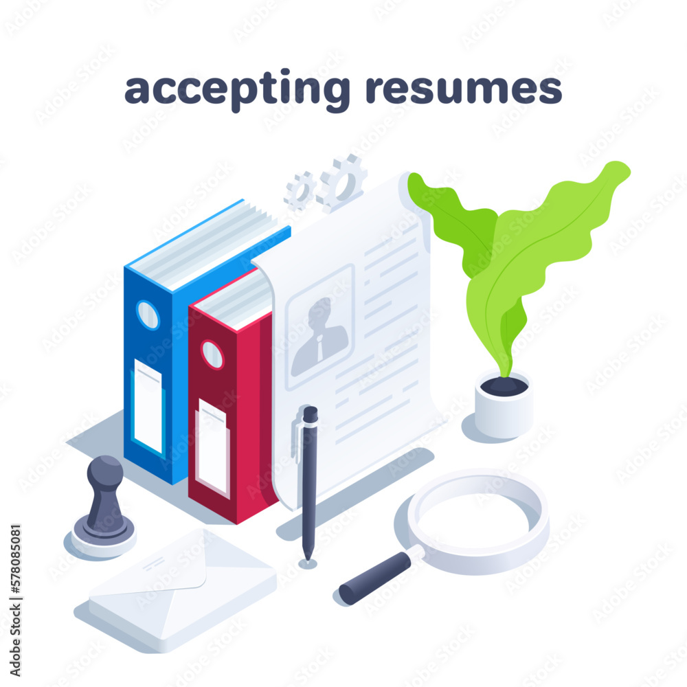 isometric vector illustration isolated on white background, stationery ...