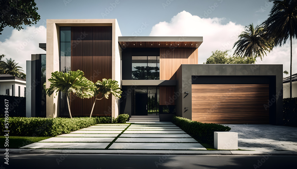 Ultra-modern Architect-designed luxury house, light brown wood and ...