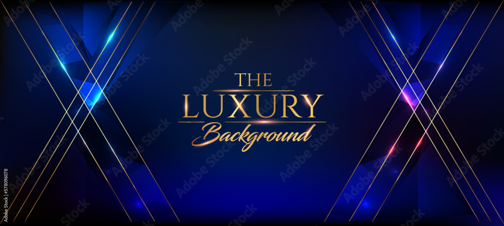 Blue Golden Side Corner Lines Frame Lines Award Background. Trophy on ...