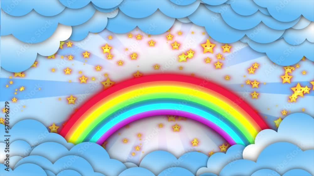 Children Rainbow Cloud Background, Cartoon Rainbow, Cloud, Sun, And ...