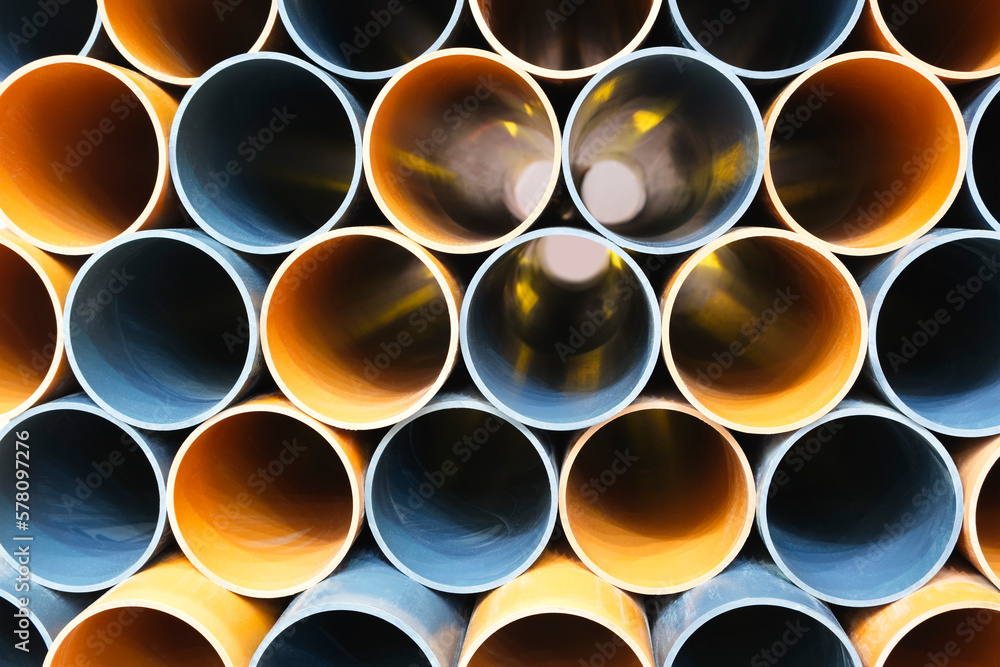 PVC pipes bacground, background of colorful big plastic pipes used at ...