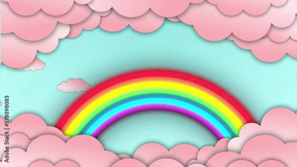 Video Stock Rainbow Cartoon Kids Background Animation With Cloud ...