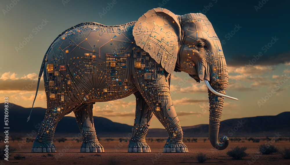 digital Elephant inspired by modern technology trends like AI ...