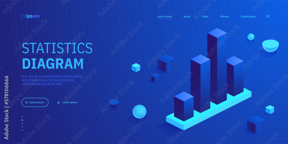 Bar graph icon in isometric view. Business charts, data graphics ...