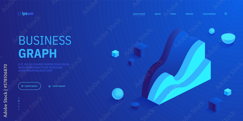 Curve chart icon in isometric view. Wave form business graph, data ...