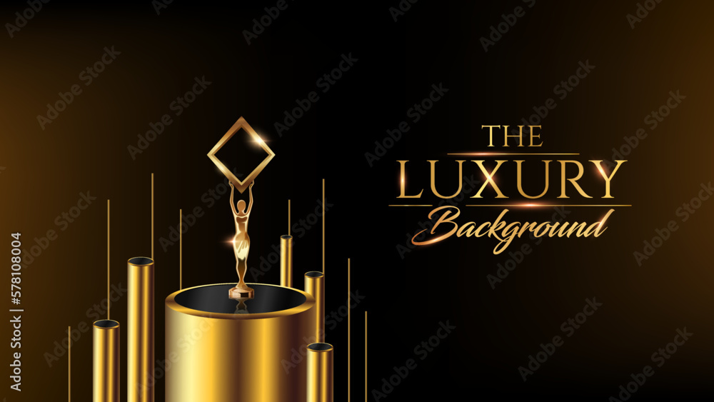 Black Golden Awards Background. Product Display on podium with trophy ...
