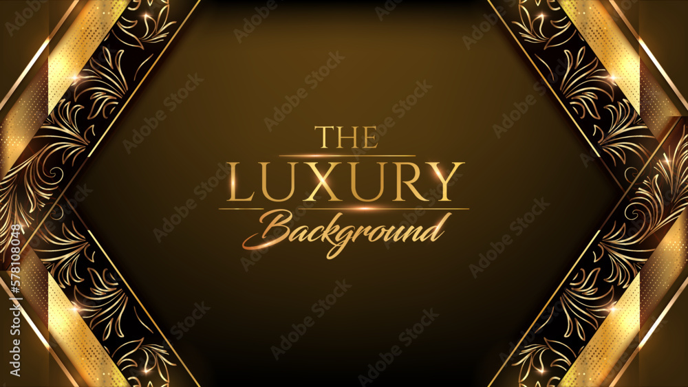 Dark Brown Golden Royal Awards Graphics Background. Side Corner Floral Lines Elegant Shine ...