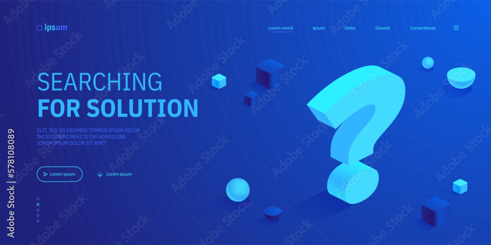 Question mark icon in isometric view. Symbol of problem solving, brainstorming ideas, searching ...