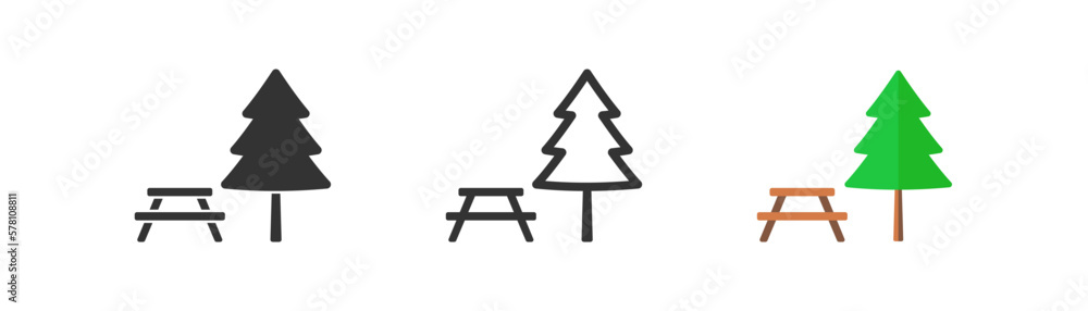 Outside area icon on light background. Picnic symbol. Backyard, rest ...