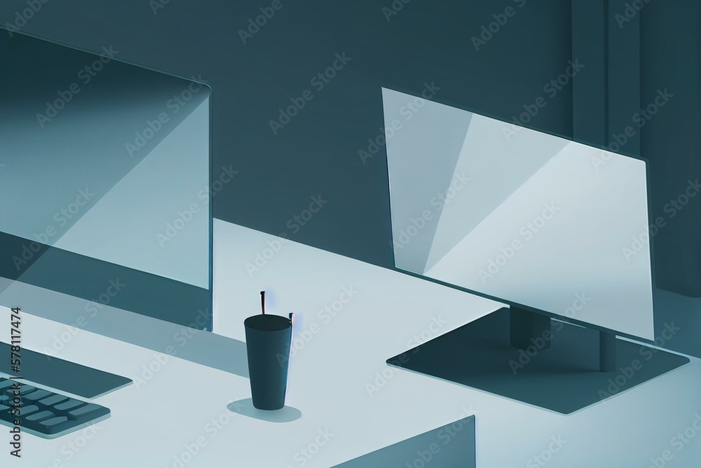 Monitor Computer with Keyboard and Mouse - mockup isolated with ...