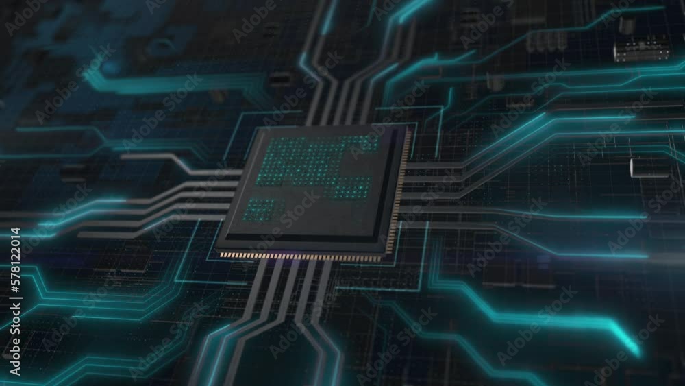 Circuit Board CPU Processor. Integrated Communication Processor for Artificial Intelligence ...