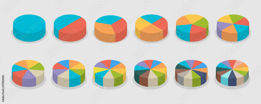 3D Isometric Flat Vector Set of Pie Chart Parts , Diagrama Statistic ...