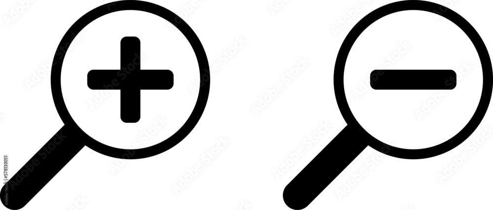 Simple Magnifying Glass Search for Zoom in and Zoom Out Symbol Icon Set ...