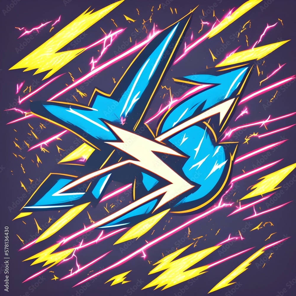 retro comic book style cartoon lightning bolt symbol - generative ai ...