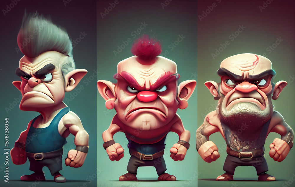 Very Angry Human Cartoon. Unhappy Peoples. Furious Persons. Generative ...