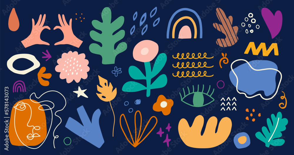 Vector set of hand drawn various shapes vector abstract elements ...