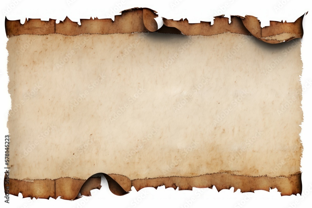 Horizontal paper scroll or parchment manuscript. Vintage concept. AI ...