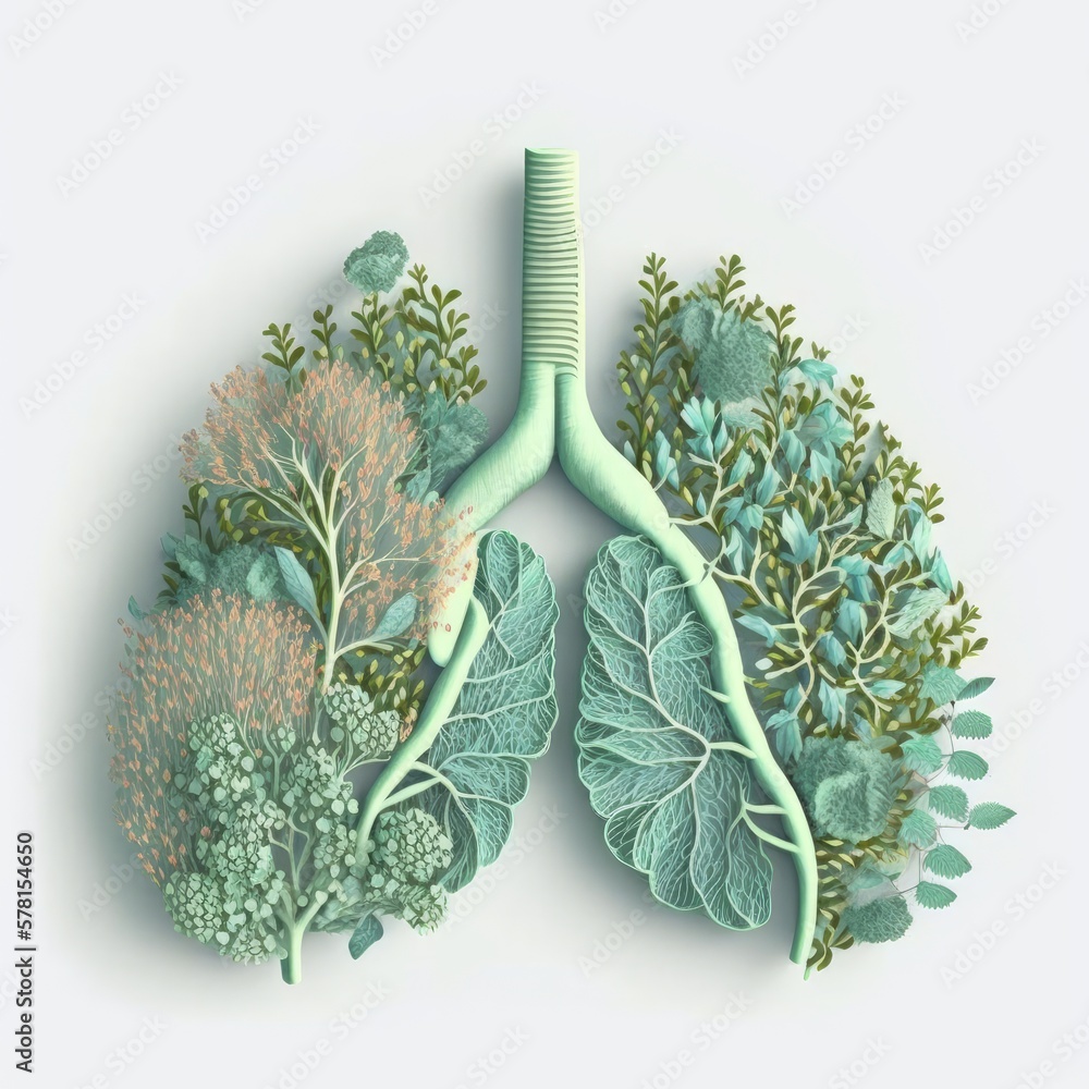 Green flora anatomy lung, world tuberculosis day, quit smoking concept ...