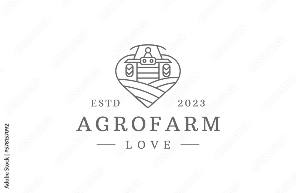 Farm agro concept logo design Vector line art icon . Stock Vector ...