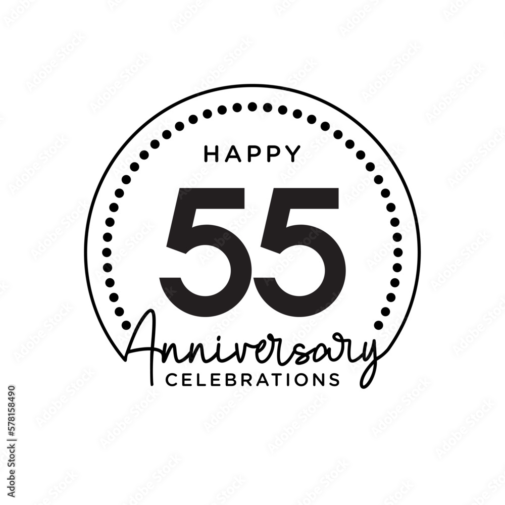 55 years anniversary. Anniversary template design concept, monochrome ...