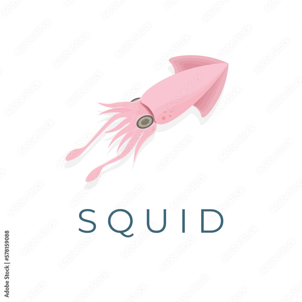 Cute Squid Cartoon Vector Illustration Logo Stock Vector | Adobe Stock