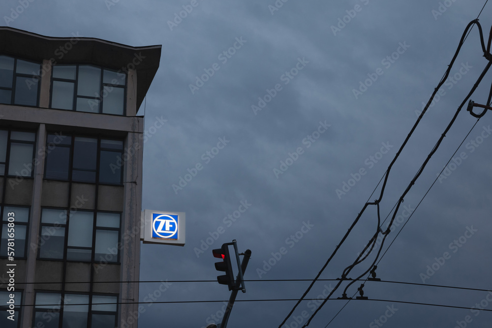 Fotka „Picture of the ZF group logo on their local facility in ...