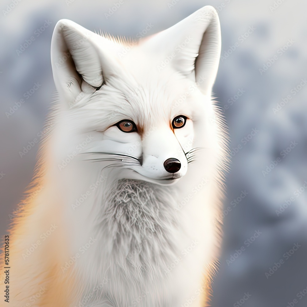 Wild arctic fox (Vulpes Lagopus) in tundra in winter time. White arctic fox Stock Illustration ...