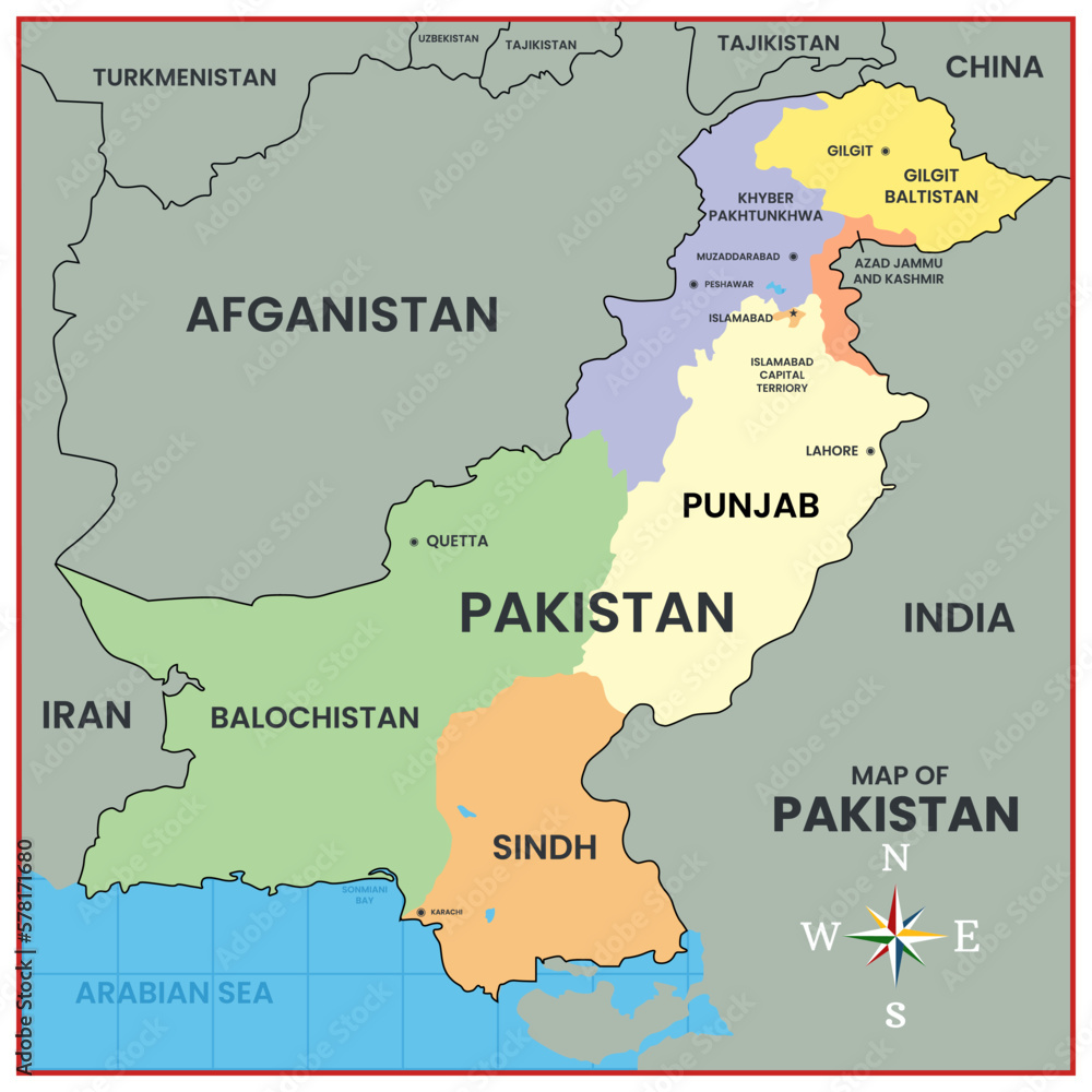Map of Pakistan Stock Vector | Adobe Stock