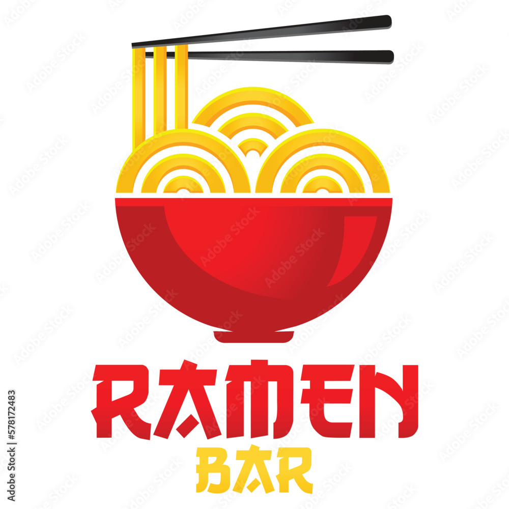 Modern vector gradient simple Chinese noodle logo design icon template ...