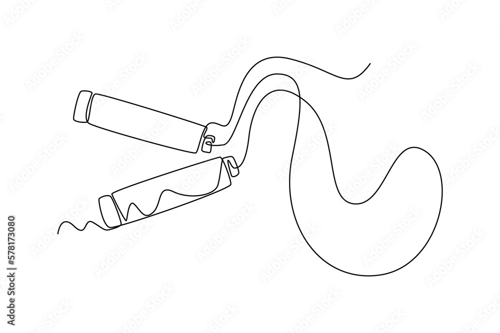 Continuous one line drawing skipping rope. Fitness equipment concept ...